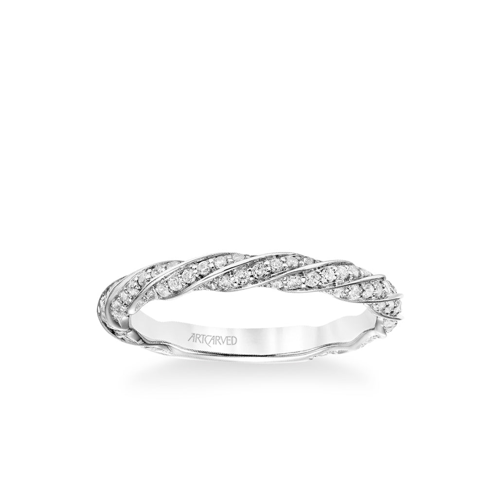 Stackable Band With Diamond Swirl Design – South Coast Jeweler